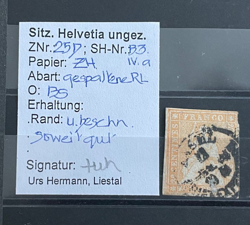 Seltene STRUBEL-MARKE Znr. 24D.a, Signiert + Befund Hermann (Gebraucht) in Muri AG für CHF 49.9 ...