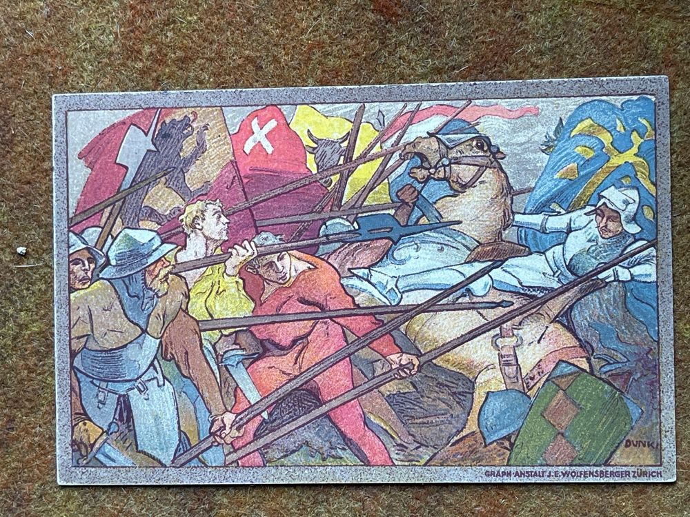 Schlacht der Eidgenossen Bundesfeier Postkarte (Gebraucht) in ...