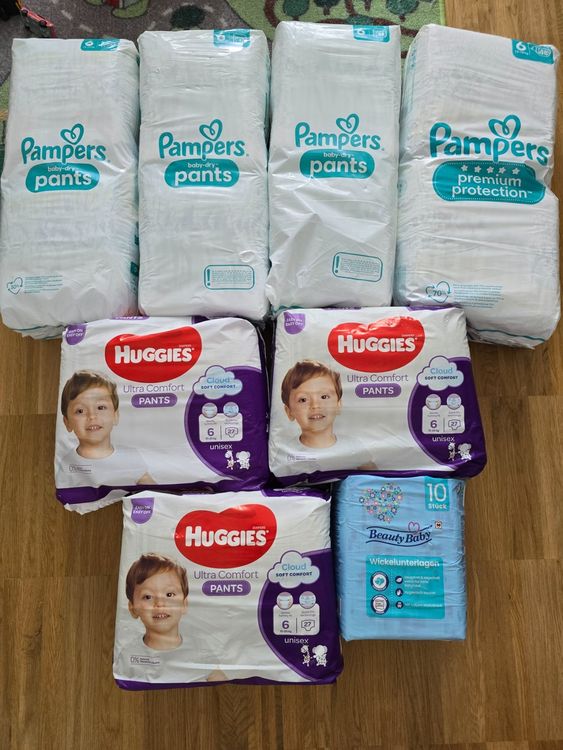 Diapers size 6 Pampers & Huggies + changing mats (Neu und ...