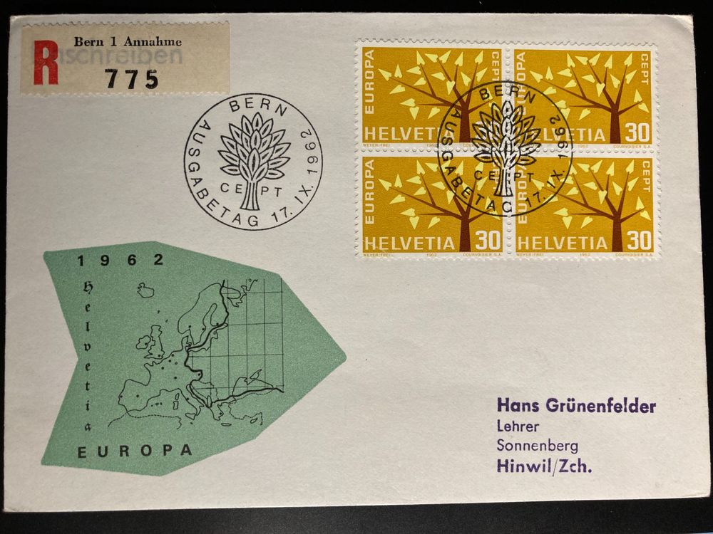 Schweiz 1962 R-FDC Cachet 4er-Block 30 Rp. Europa CEPT | Kaufen auf Ricardo