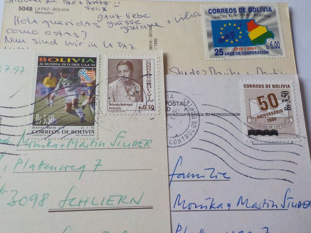 Amerika, Bolivien, 3 Karten mit Marken (Gebraucht) in Muri b. Bern für CHF 2 – mit Lieferung auf ...