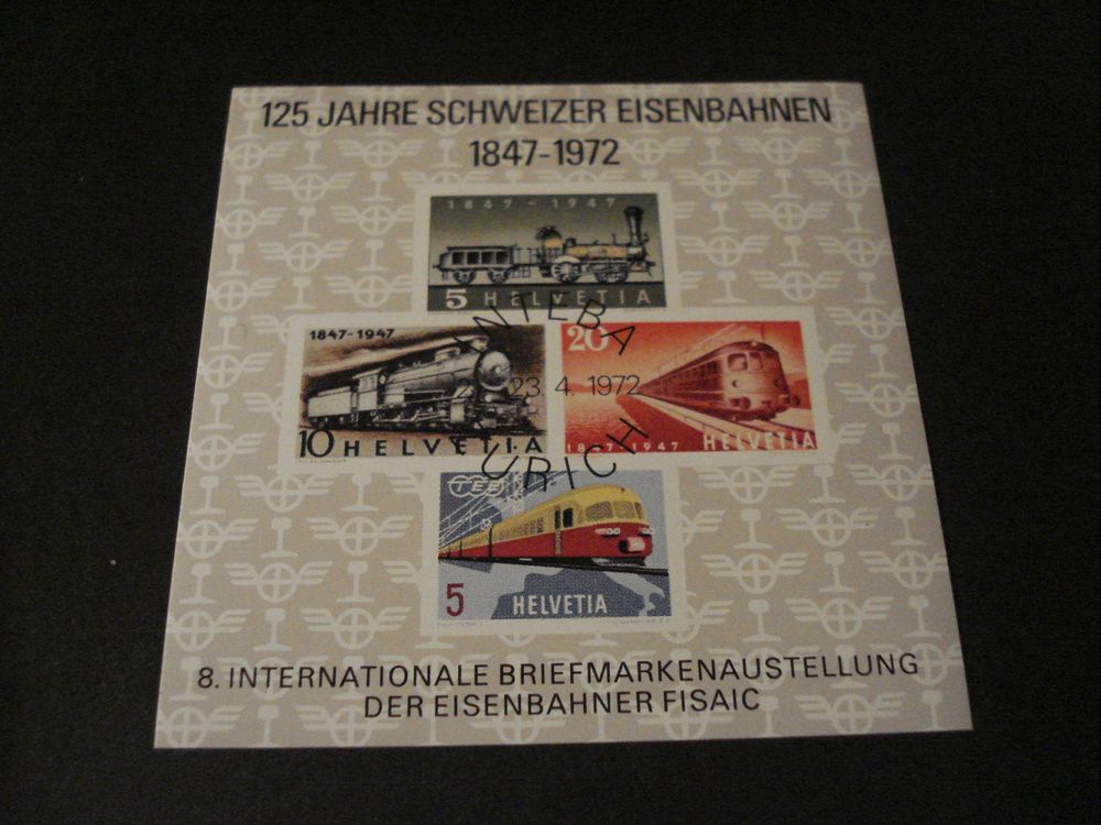 Vignettenblock 125 Jahre Schweizer Eisenbahnen, ** (Gebraucht) in Niederwil AG für CHF 1 – mit ...