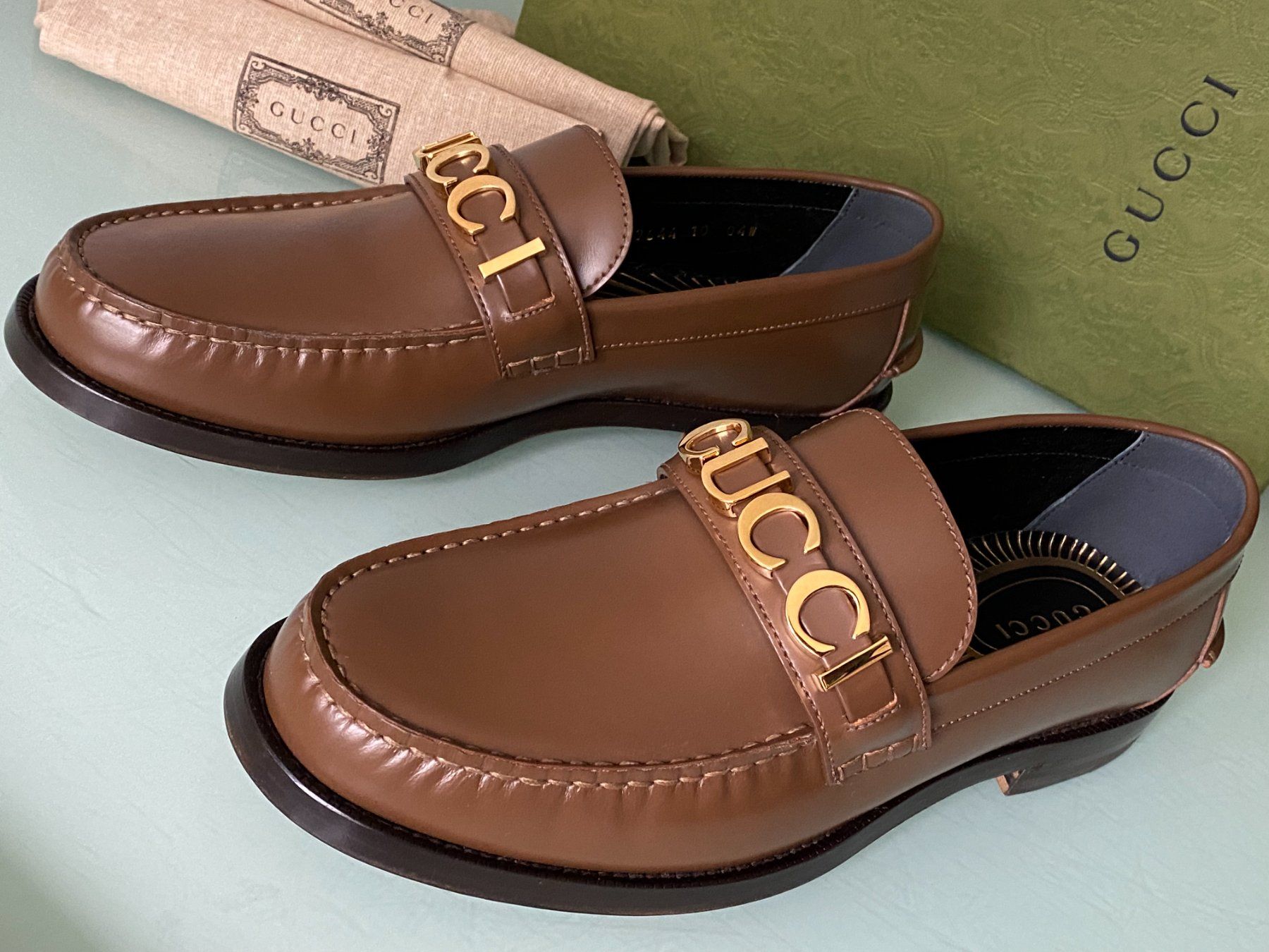 GUCCI CARA Logo Snaffle Embellished Slip On Loafers 44 NEU (Neu und ...