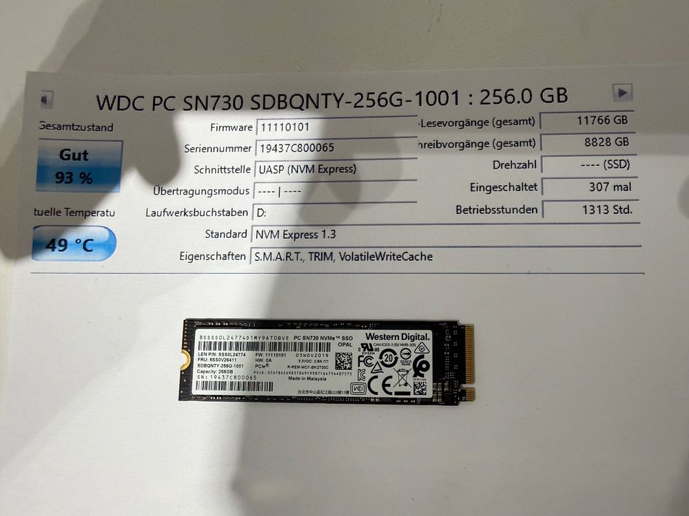 Western Digital 256GB NVMe SSD (Gebraucht) in Siebnen für CHF 22 – mit ...