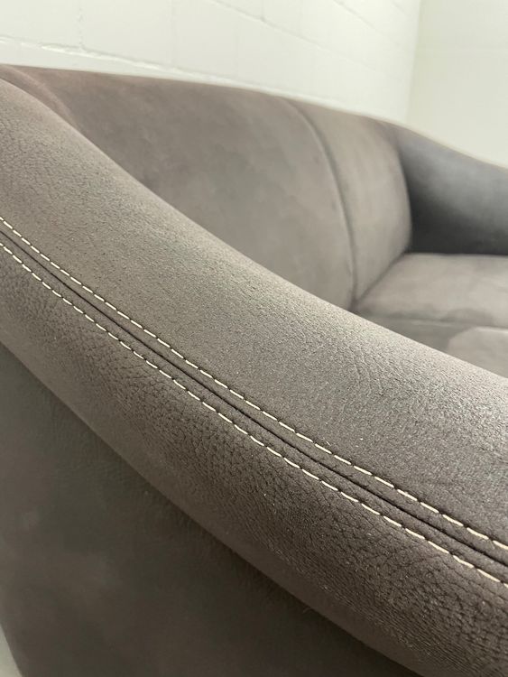 Sofa 2er Anthrazit Braun Alcantara Leder 2 Sitzer Holzfüsse (Gebraucht) in Zürich für CHF 200 ...