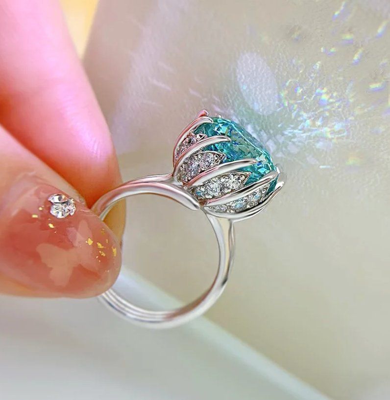 Bague en argent 925 Diamant Lab blue 2 ct. (D'occasion) à Genève pour ...