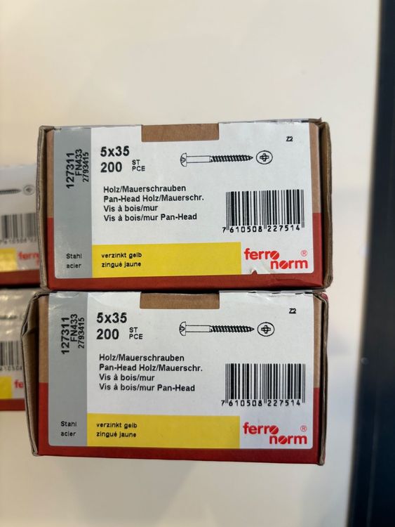 6 Pack Schrauben Neu Ferro norm Stahl, Holz/Mauerschrauben (Neu und originalverpackt) in Kerns ...