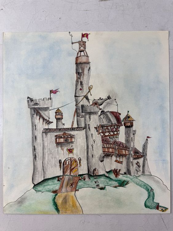 Aquarell Zeichnung "Schloss" handgemalt von Thomas Ister (Gebraucht) in Neuhausen am Rheinfall ...