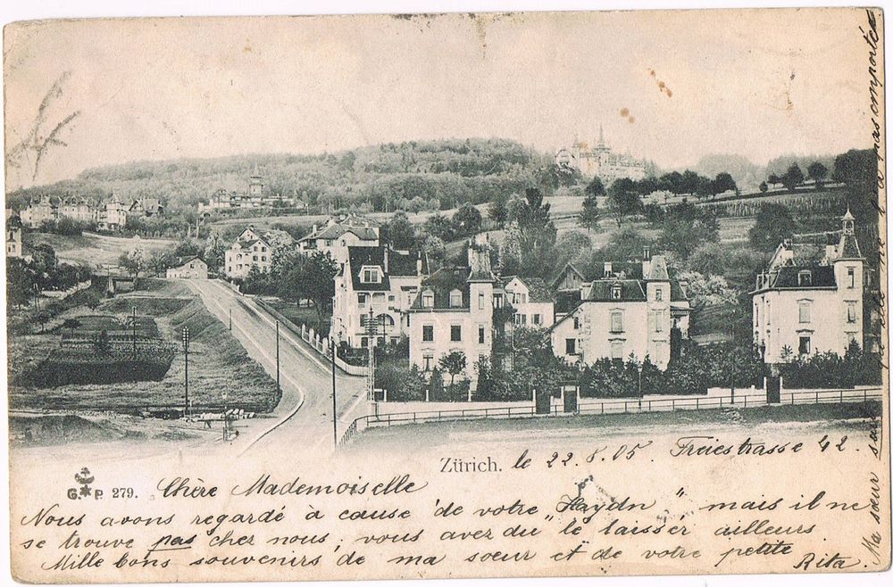 alte Ansicht eines Quartiers in Zürich, gelaufene AK 1905 | Kaufen auf ...