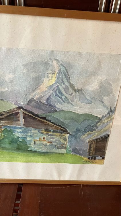 Aquarelle Cervin Aquarell Matterhorn signé CORBAZ signiert (Gebraucht) in St-Cierges für CHF 64 ...