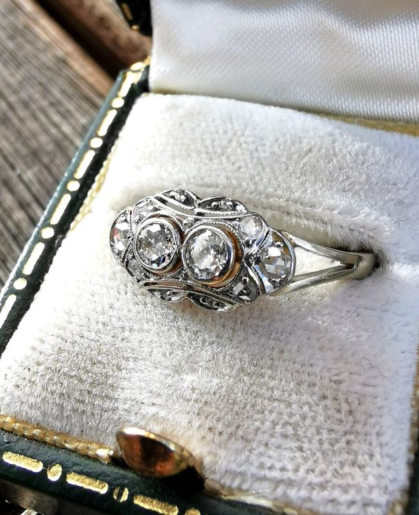 Antik Art Deco Diamant Ring Platin 18ct Gelbgold 750 | Kaufen auf Ricardo