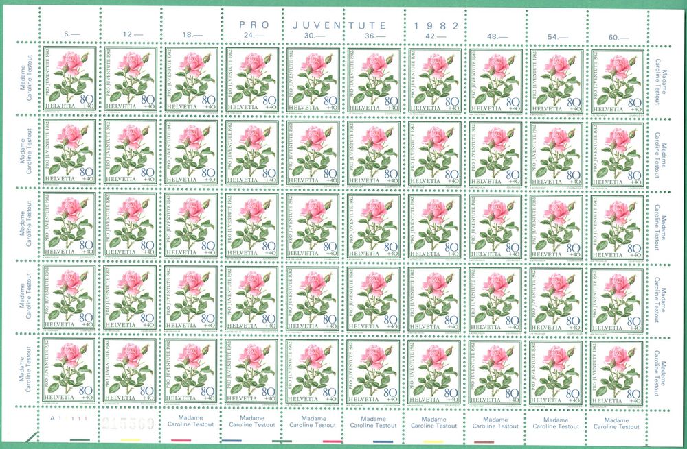 Bogen Rosen PJ 1982 Madame Caroline Testout postfri (Neu (gemäss ...