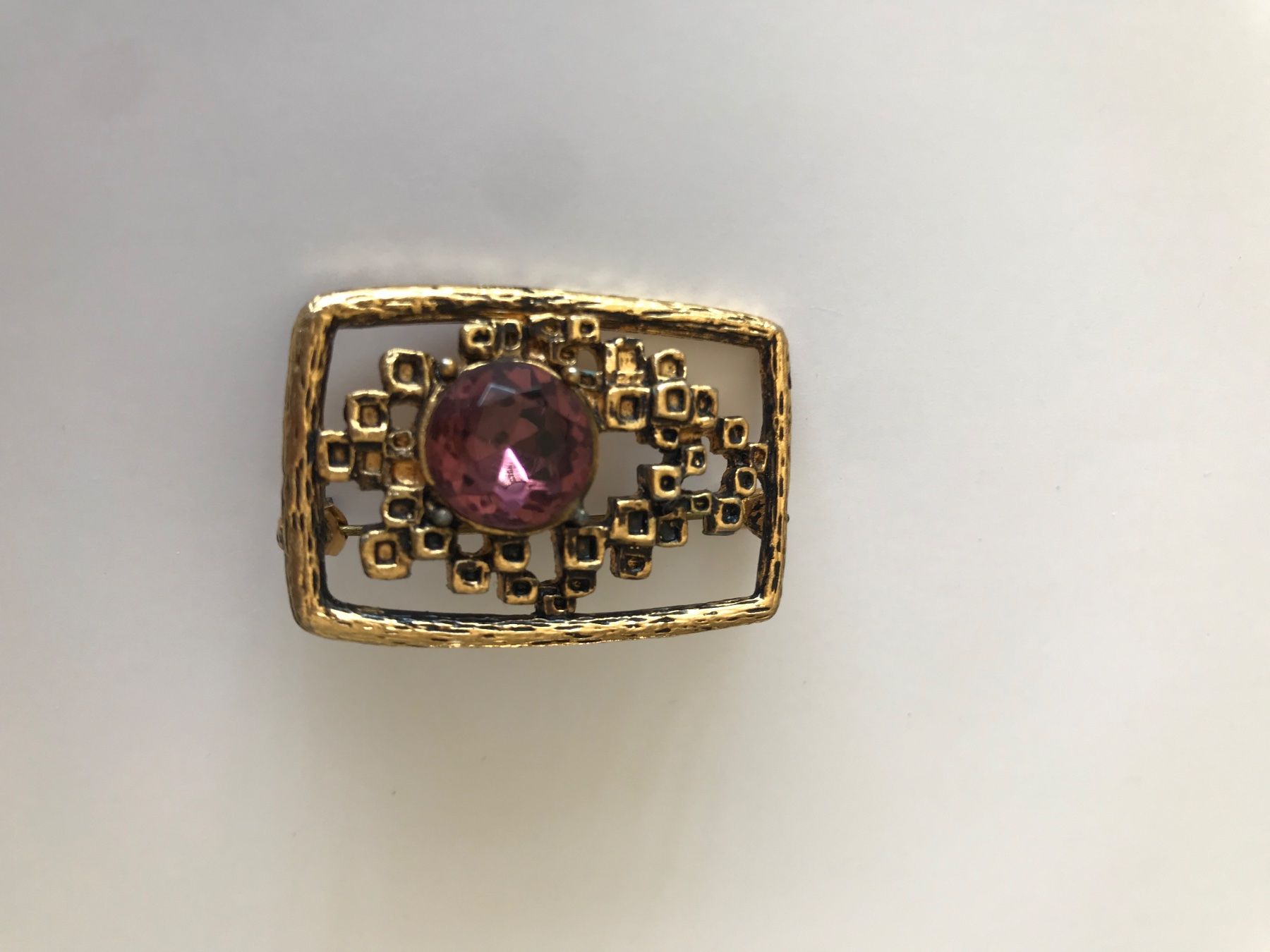 Broche vintage dorée avec pierre violette, bijou chic (52) (D'occasion ...