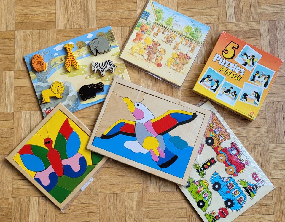 5 Holzpuzzles / 5 Pingu Puzzle für Kinder ab 1.- CHF (Gebraucht) in ...