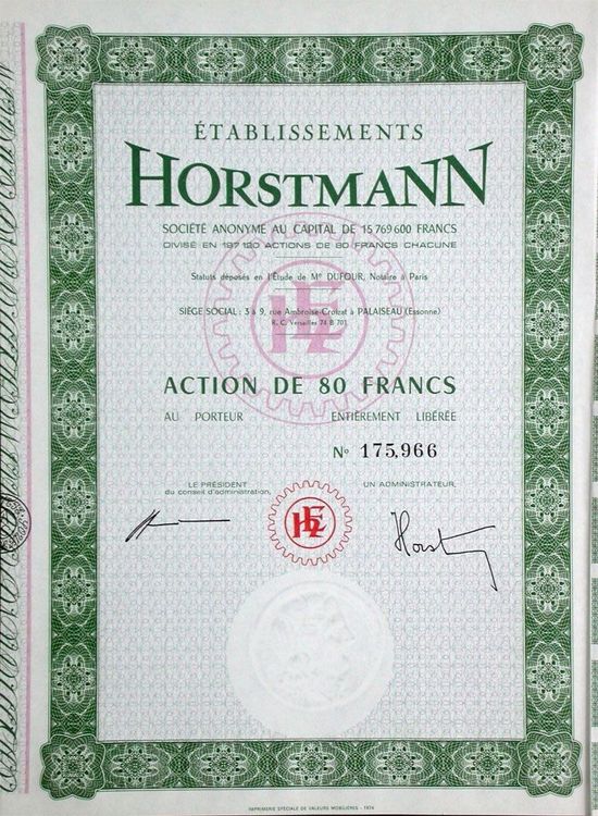 Etablissements Horstmann SA, Palaiseau - 1974 | Kaufen auf Ricardo