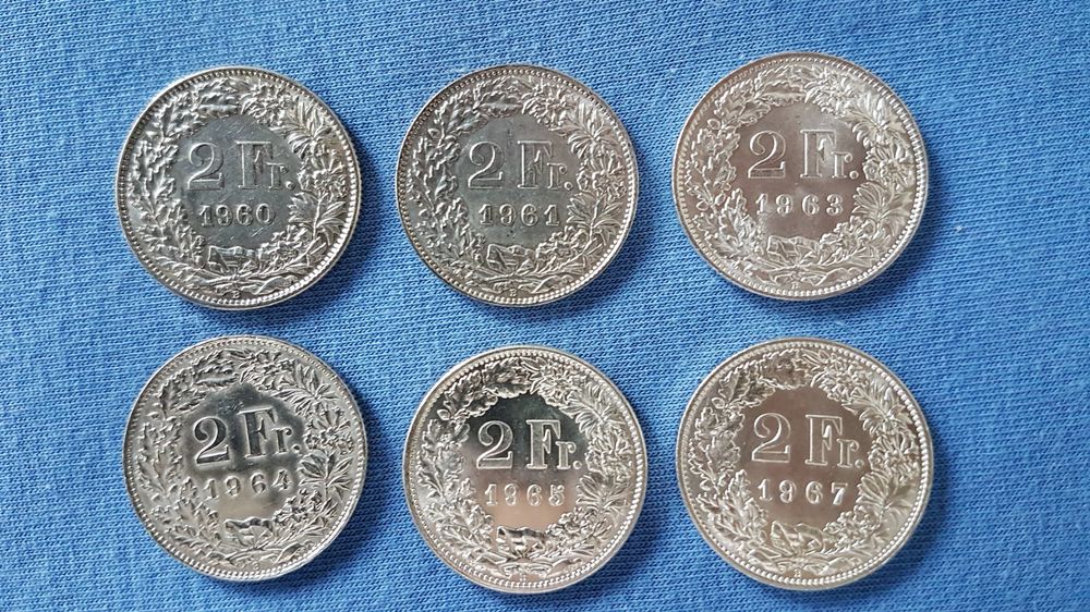 6x2 Fr Silbermünzen 60er Jahre 1960 bis 1967 Serie ab 1 Fr ! (Gebraucht) in Camignolo für CHF 37 ...