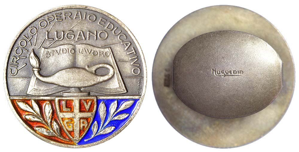 b- Tessin, Lugano, Silber Abzeichen (1920), R! (Usato) a Chiasso per ...