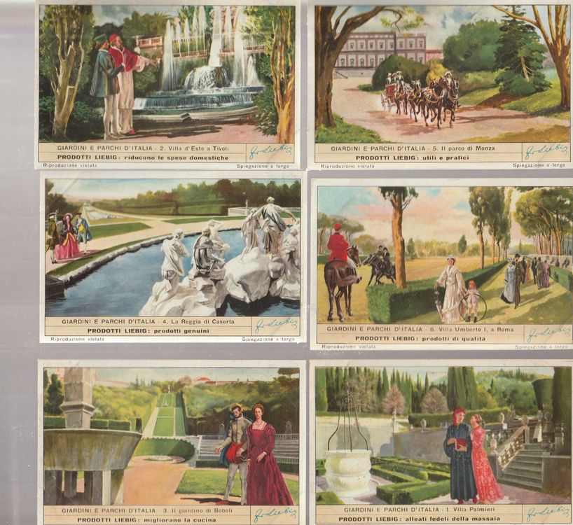ITALY 6 x Liebig chromo trading cards GIARDINI E PARCHI D'IT (Gebraucht ...