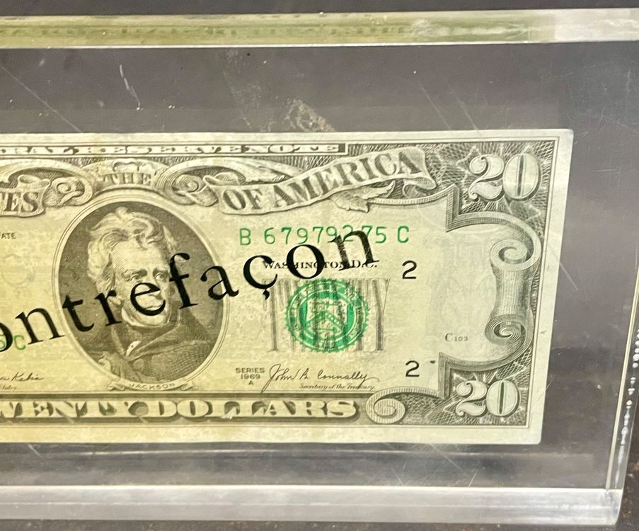20 US Dollar Banknote Contrefacon in Plexiglas (Gebraucht) in für CHF ...