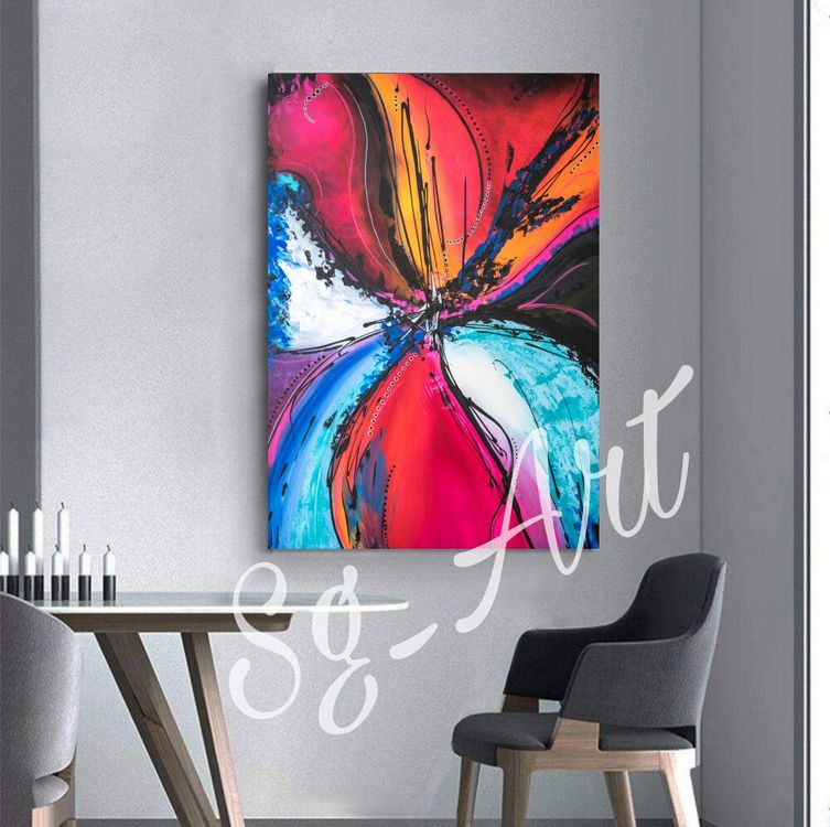 Acrylbild abstrakt bunt rot Unikat (Neu und originalverpackt) in Rheinau für CHF 230 – mit ...