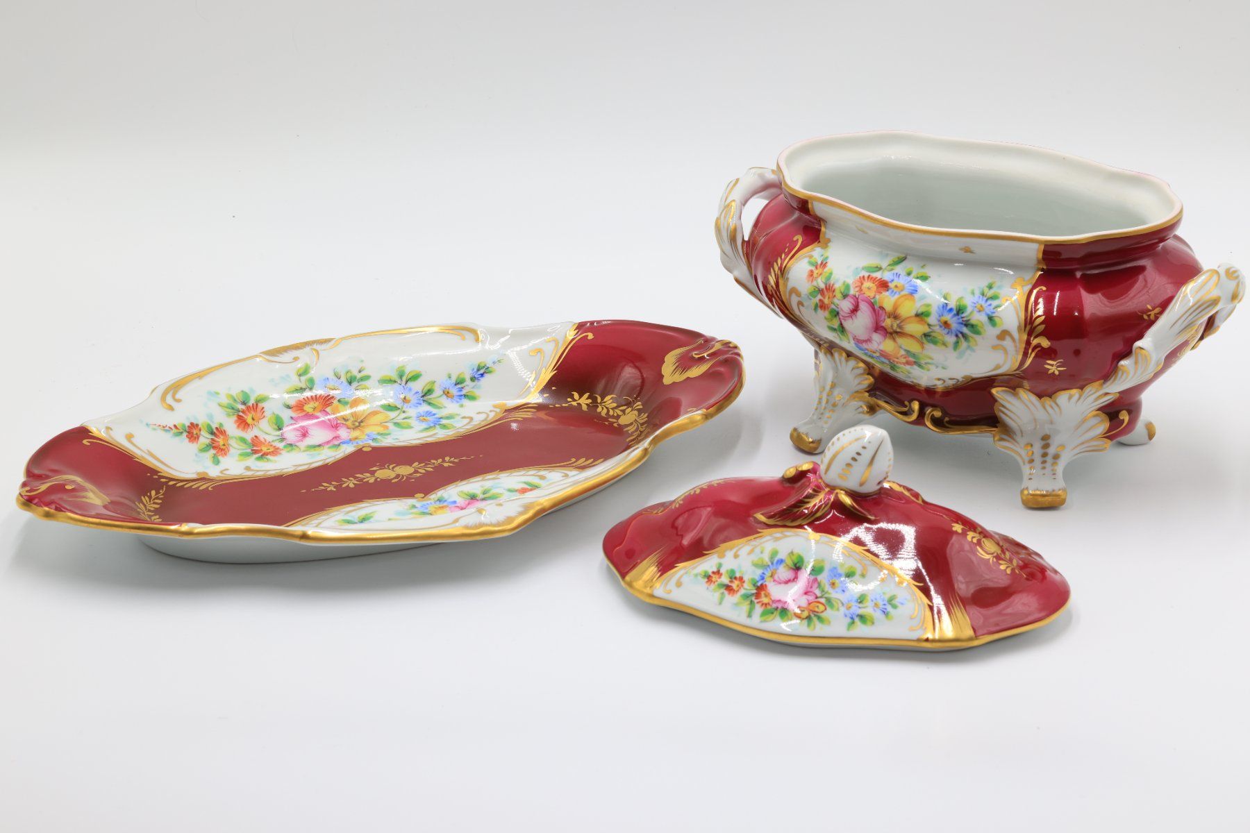 Soupière en porcelaine de Couleuvre (France) décorée main (Gebraucht ...