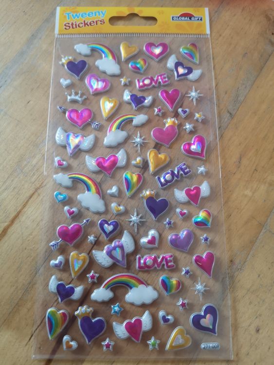 1 Bogen Sticker Herzen bunt neu | Kaufen auf Ricardo
