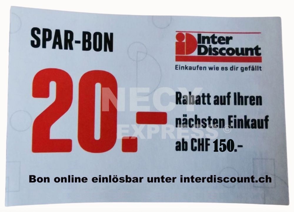 INTERDISCOUNT Gutschein CHF 20.– (Neu (gemäss Beschreibung)) in Zürich ...
