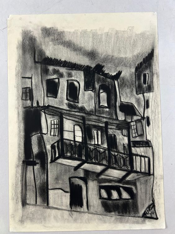 Kohlezeichnung Altstadt Häuserzeile signiert (Gebraucht) in Neuhausen am Rheinfall für CHF 5 ...