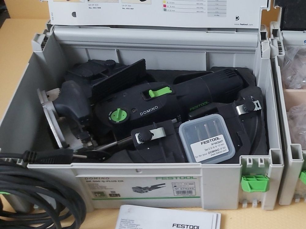 Festool Domino DF 500 Q-Plus CH + 4 Fräser +Dübelsortiment (Neu (gemäss ...