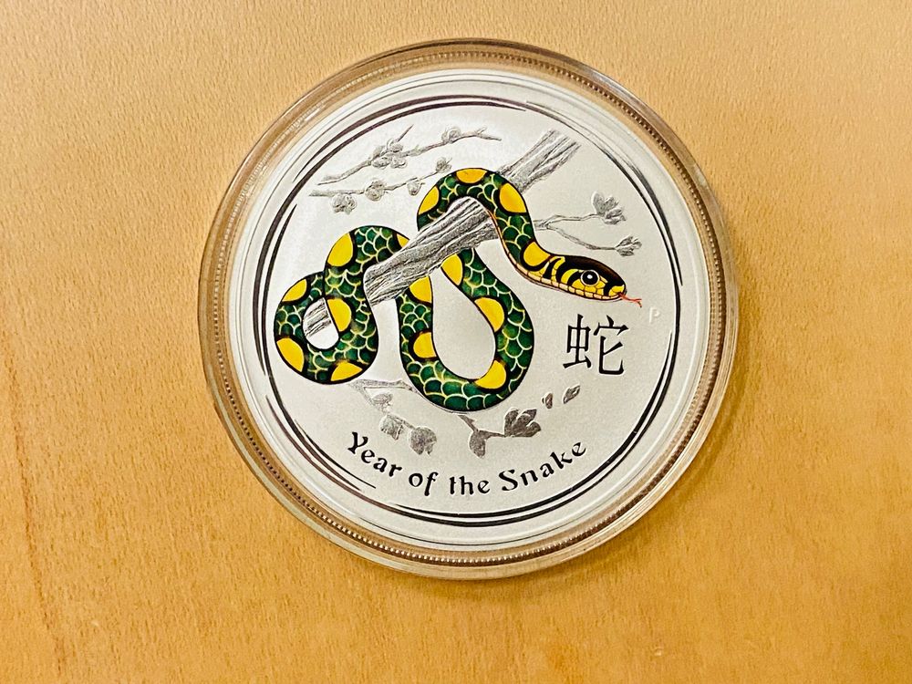 ⭐️ 1 unze Schlange 2013 Color - Australien Silber Münze (Neu und ...