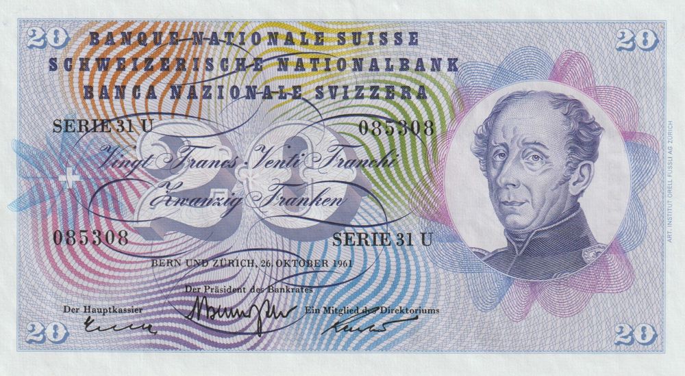 Schweizer Banknote 20.00 - 26. Oktober 1961 - 014 (Neu (gemäss ...