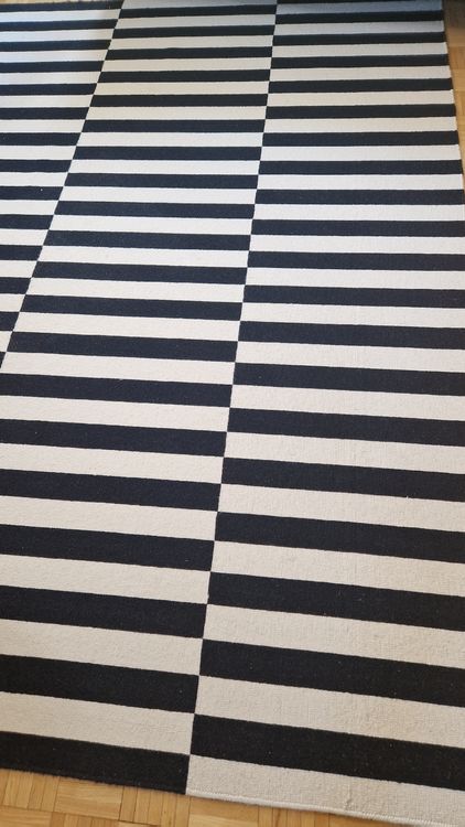 Teppich Schwarz Weiss Gestreift