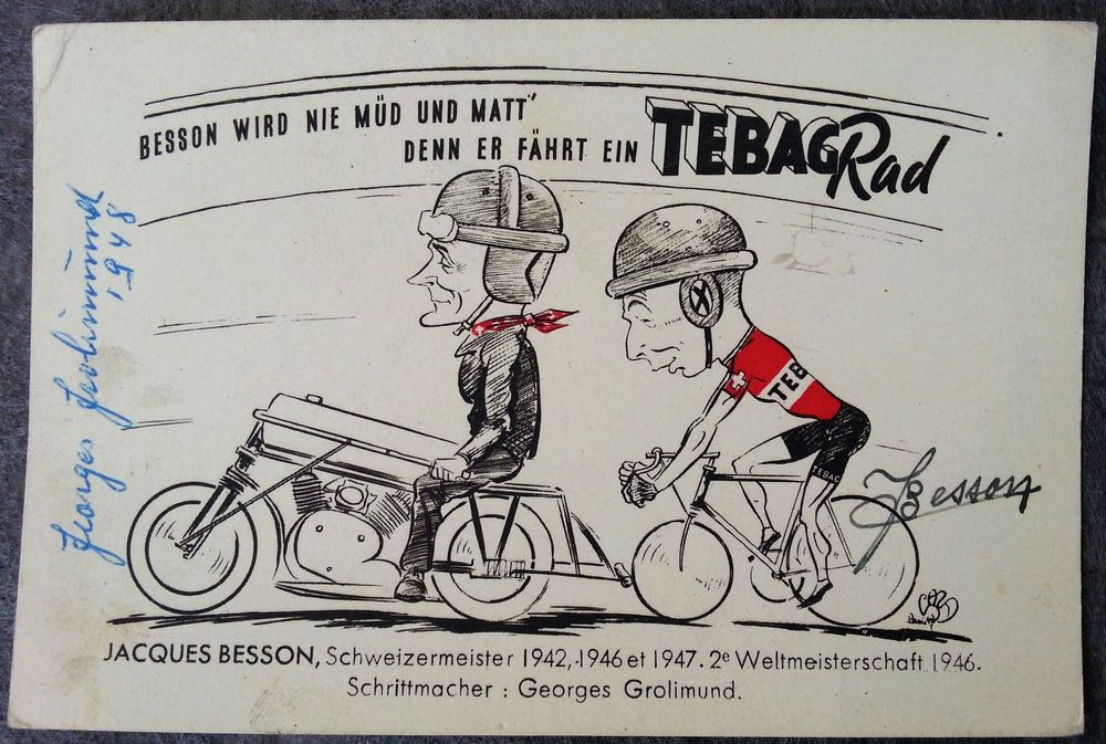 Radsport: Karte TEBAG mit JACQUES BESSON, sign. 1948 (Gebraucht) in ...