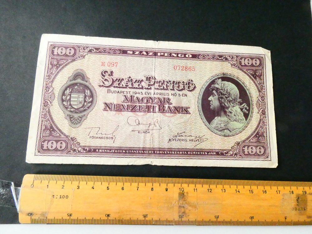 Ungarn 1945, 100 Pengö (Gebraucht) in Hinterforst für CHF 1 – mit Lieferung auf Ricardo kaufen