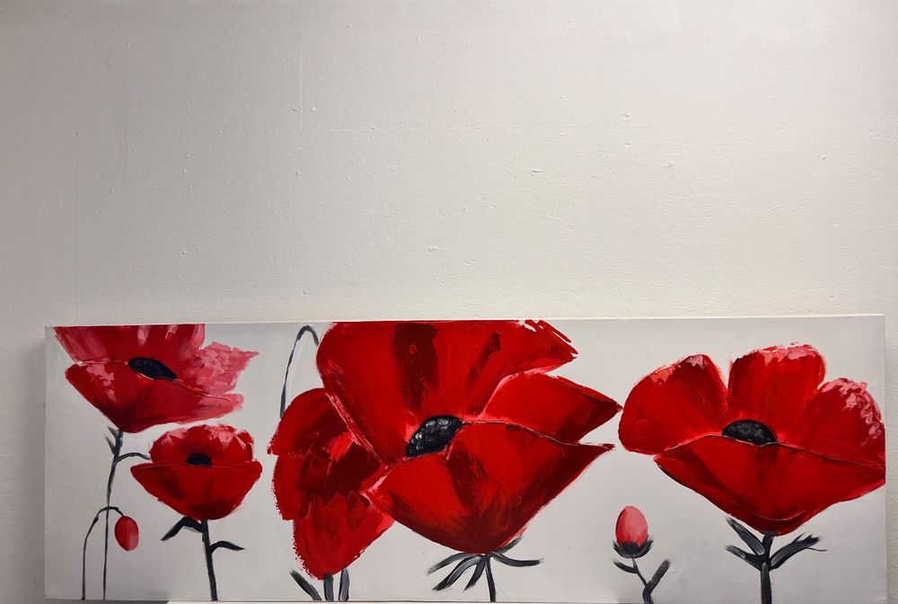 GROSSES Bild mit Mohnblumen, Handgemacht 150 cm (Gebraucht) in Möhlin für CHF 15 – nur Abholung ...