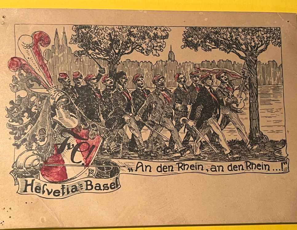Alte Ansichtskarte "Helvetia Basel" am Rhein, Studentika (Gebraucht) in ...