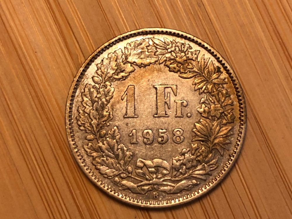 1 Franken / 1 Fränkler 1958 Silbermünze Schweiz (Gebraucht) in Schöftland für CHF 2.5 – mit ...