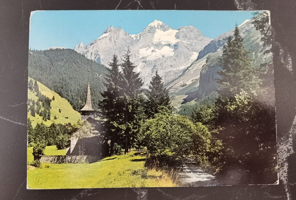 alte AK, Kandersteg kath. Kirche Blümlisalp, gelaufen ( (Gebraucht) in Kaiseraugst für CHF 5 ...