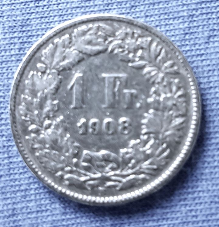 1 Franken 1908 uralte rare Silbermünze ab nur 1 Franken !!! | Kaufen auf Ricardo