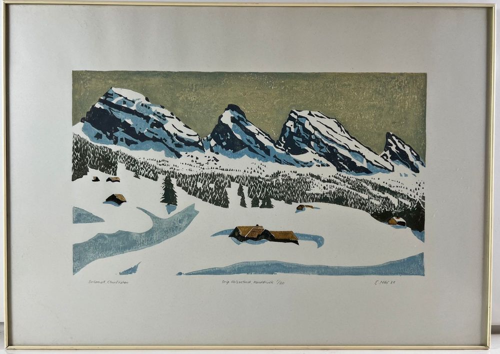 Berglandschafts Holzschnitt Handsigniert. (Gebraucht) in Neuhausen am Rheinfall für CHF 30 – mit ...