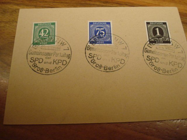 Karte Deutsche Post, 1946, Sonder-om SPD+KPD, Parteitag | Kaufen auf ...