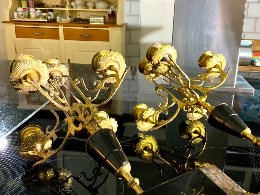 JUGENDSTIL 2 KERZENLEUCHTER BRONZE MARMOR FRANKREICH,1900 (Gebraucht) in Biglen für CHF 96 – mit ...