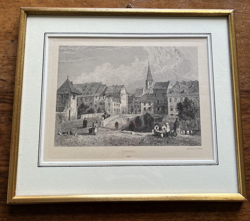 Stich Liestal Ansicht 1830 gerahmt, hinter Glas, Goldrahmen | Kaufen auf Ricardo