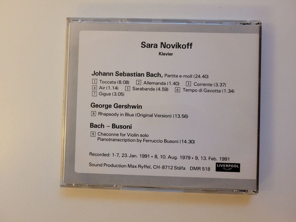 Sara Novikoff Klavier. Bach, Gerschwin, Busoni F15 (Gebraucht) in Sessa für CHF 1 – mit ...