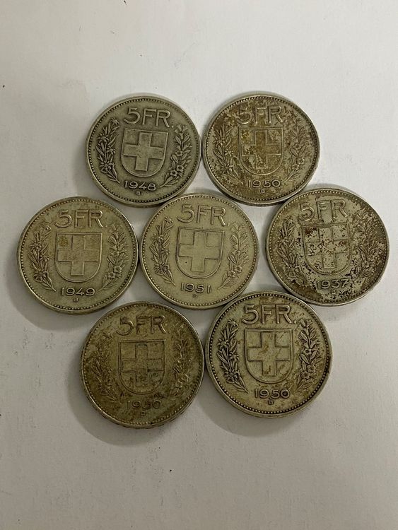 7 Stk 5.- Silber Div Jahre (2) (Gebraucht) in Ballwil für CHF 66 – mit Lieferung auf Ricardo kaufen