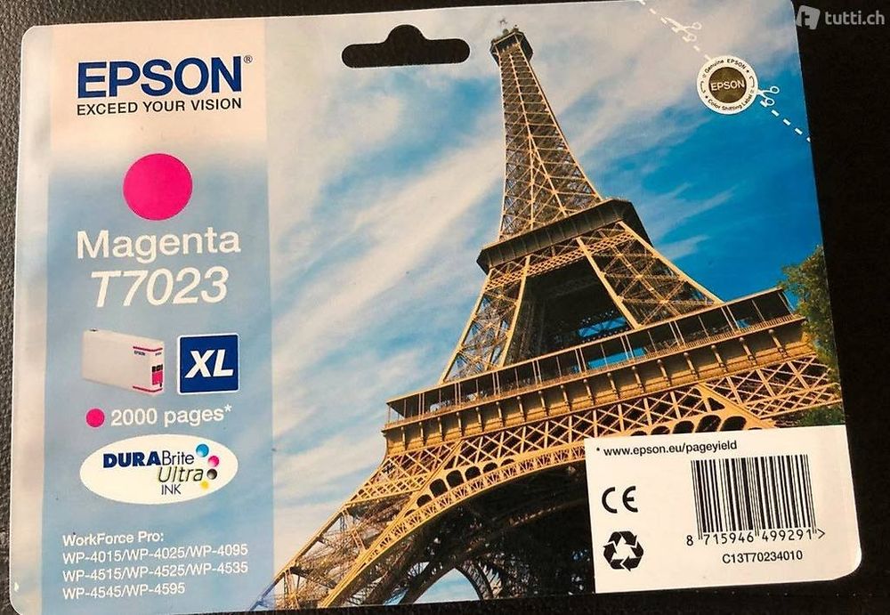 Epson T7023 Rote Patrone zu WF-4015/WF-4025/WF-4525/WF-4545 (Neu und ...