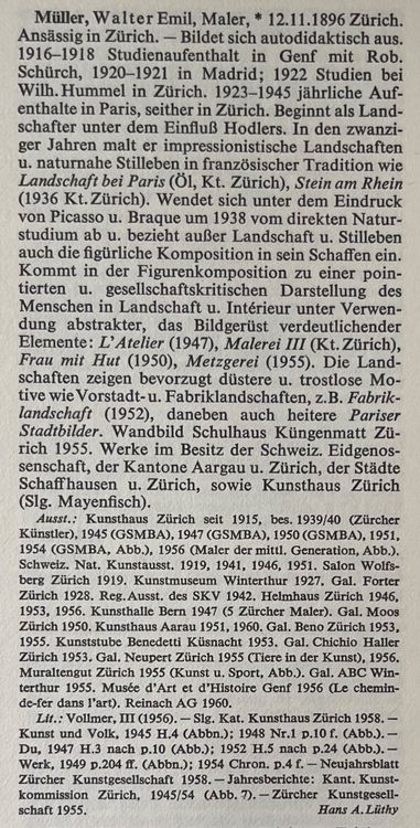 Müller Walter Emil 1896-1983 | Kaufen auf Ricardo