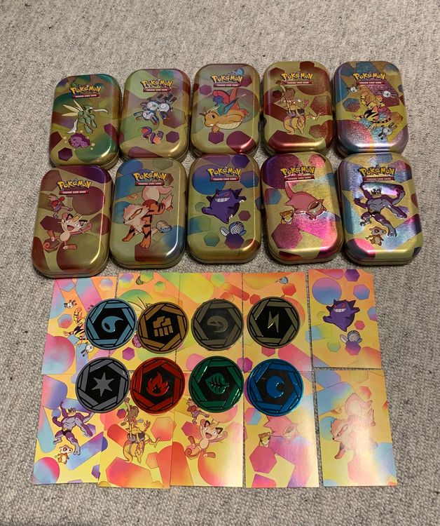 Alle 10 Mini Tin (leer) inkl. 8 Münzen Pokemon 151 (Gebraucht) in ...