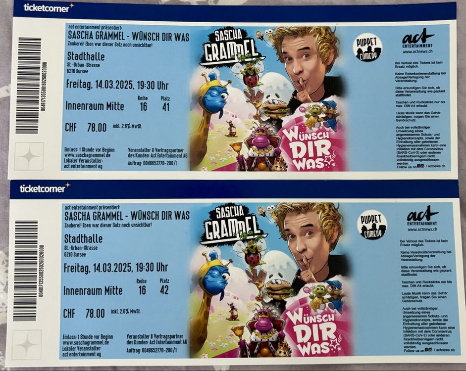 2 Tickets: Sascha Grammel "Wünsch Dir Was" | Kaufen auf Ricardo