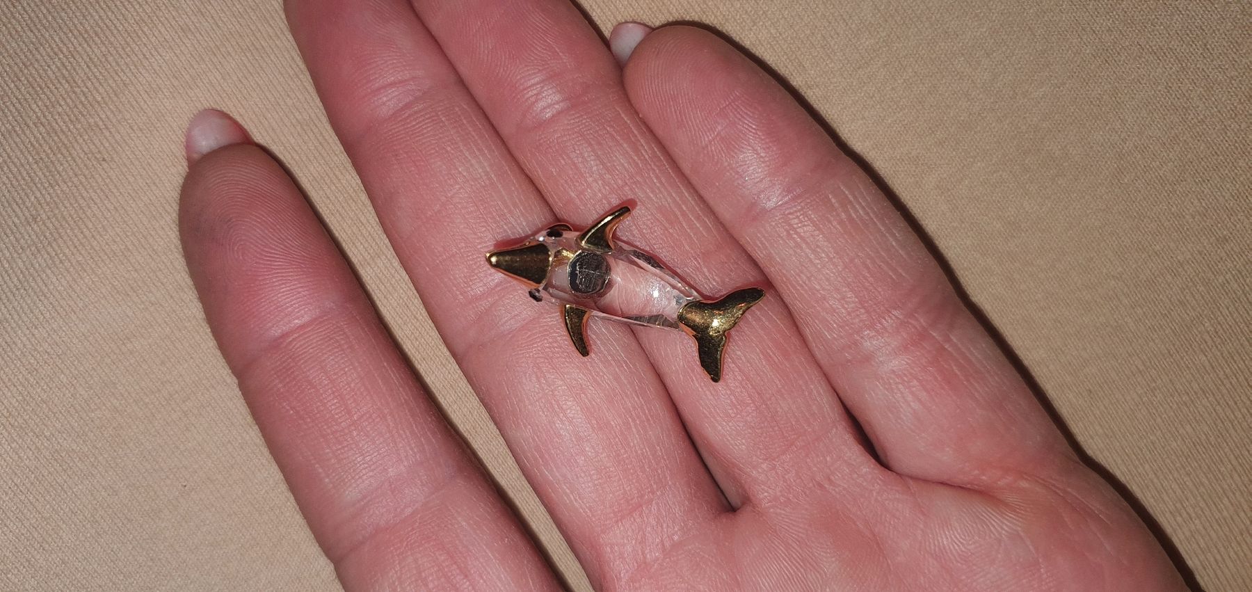 Swarovski Delfin, Kristall mit Gold Akzenten, dolphin, fish (Gebraucht ...